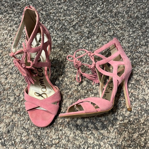 Sam Edelman | Shoes | Sam Edelman Pink Lace Up Heeled Sandal Size 65 ...